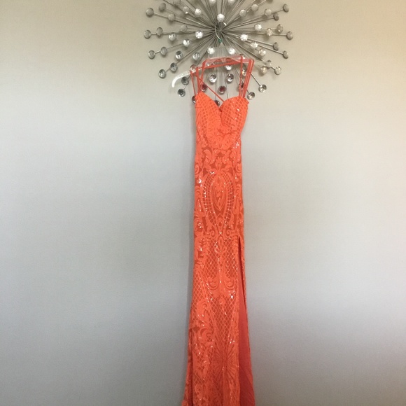 Windsor | Dresses | Beautiful Tangerine Prom Dress With Split | Poshmark